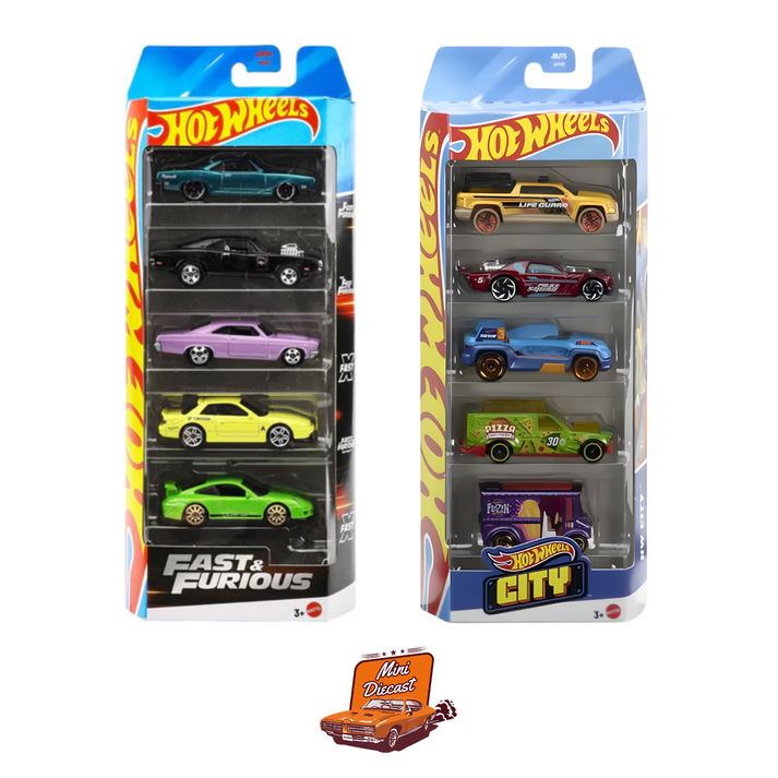 Hot Wheels 5 Pack (2x) – Fast & Furious / City – Mini Diecast