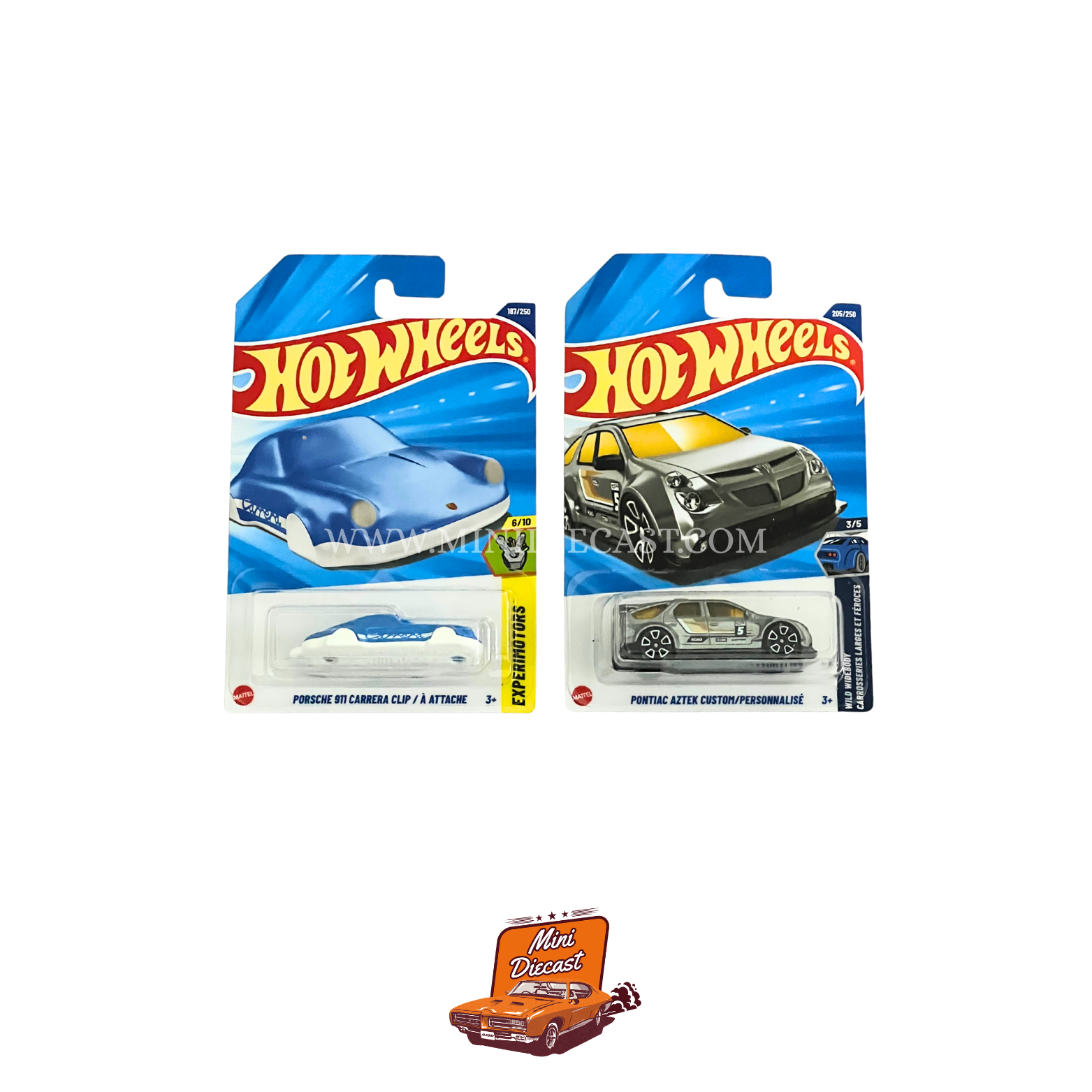 Hot Wheels Mainline (Set of 2) – Porsche 911 Carrera Clip / Pontiac Az ...