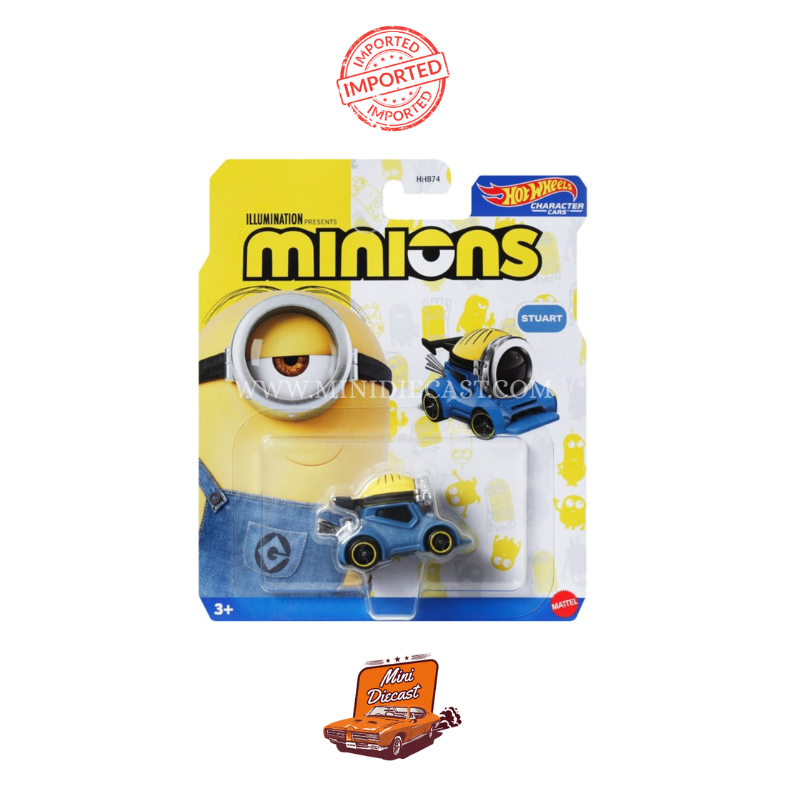 Hot Wheels Character Cars – Minions Stuart (Imported) – Mini Diecast
