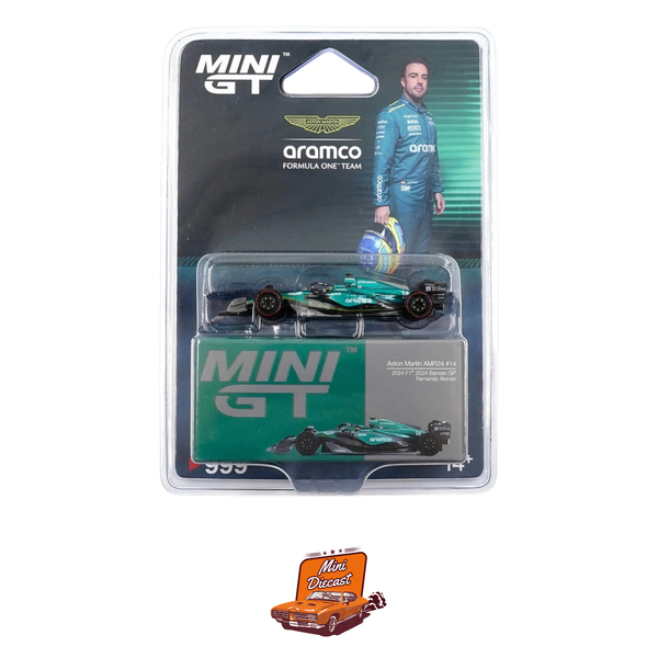 Mini GT #999 Aston Martin AMR24 #14 Fernando Alonso F1 2024 Bahrain GP ...