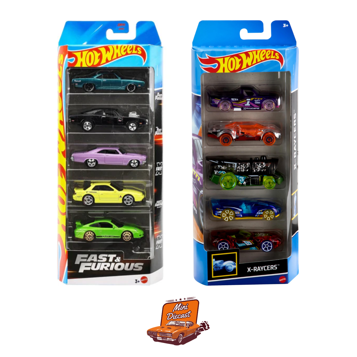 Hot Wheels 5-Pack (2x) – Fast & Furious / X-Raycers – Mini Diecast
