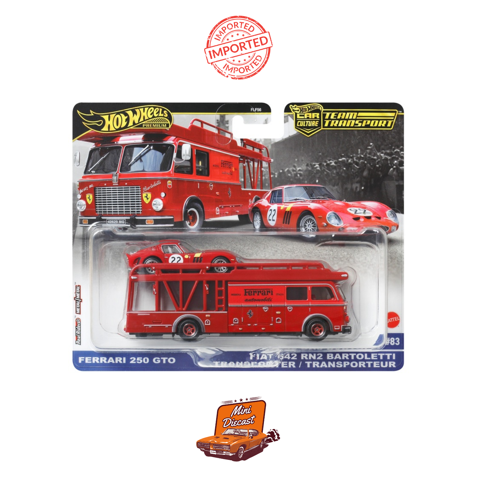 Hot Wheels Premium Team Transport Ferrari 250 GTO & Fiat 642 RN2 Barto ...