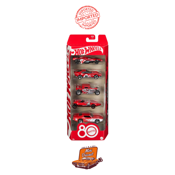 Hot Wheels 2025 “Mattel 80th Anniversary Ruby Red” 5-Pack (Sealed / Im ...